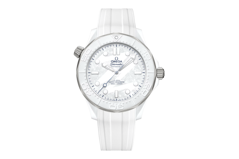 Omega just dropped a frosty ceramic Seamaster for the Winter Olympics