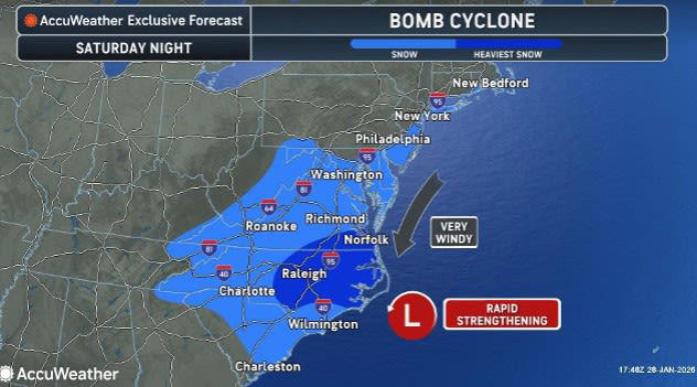 Explosive 'bomb cyclone' threatens record snow and deep freeze for East ...