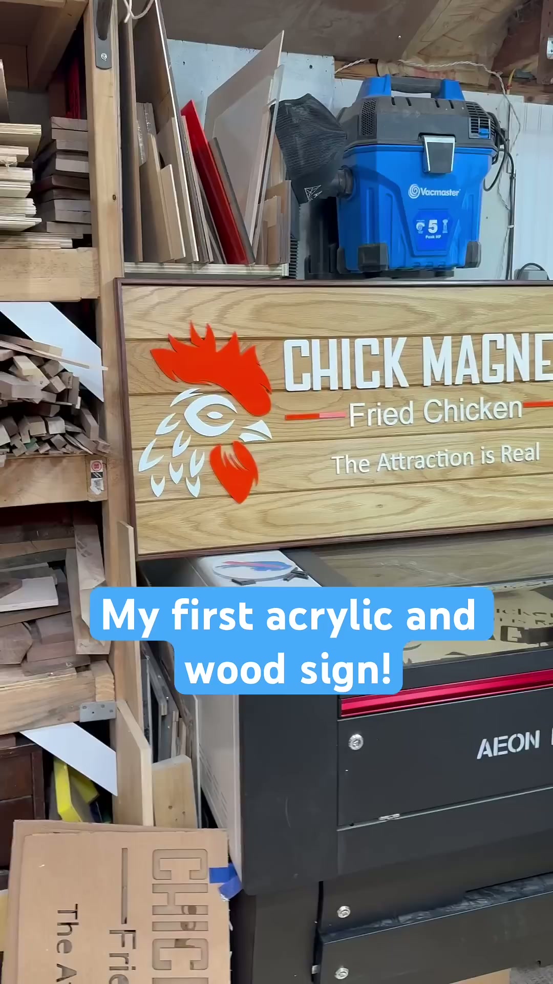 Chick magnet white oak sign with acrylic letters #acrylic #signmaker # ...