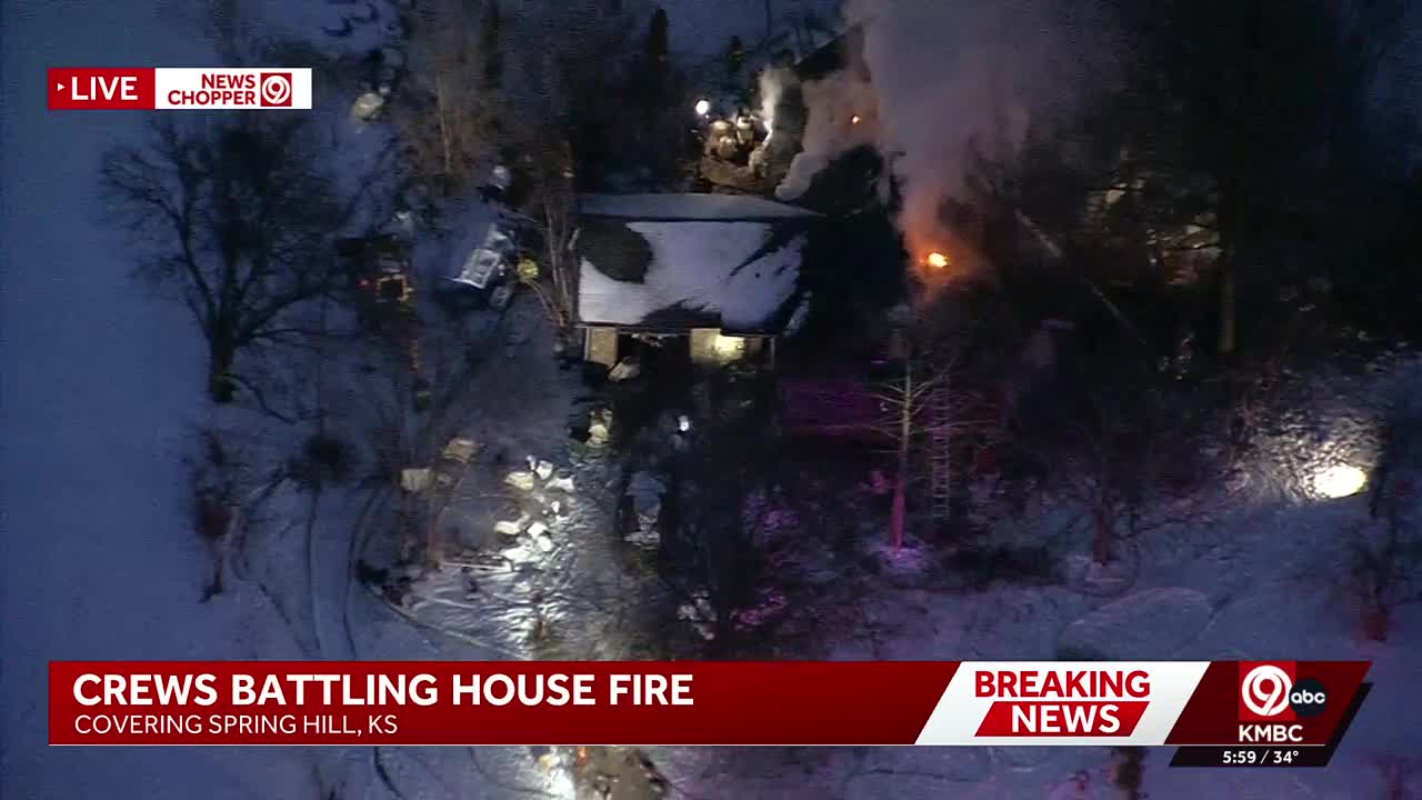 Firefighters battling house fire in Spring Hill, Kansas