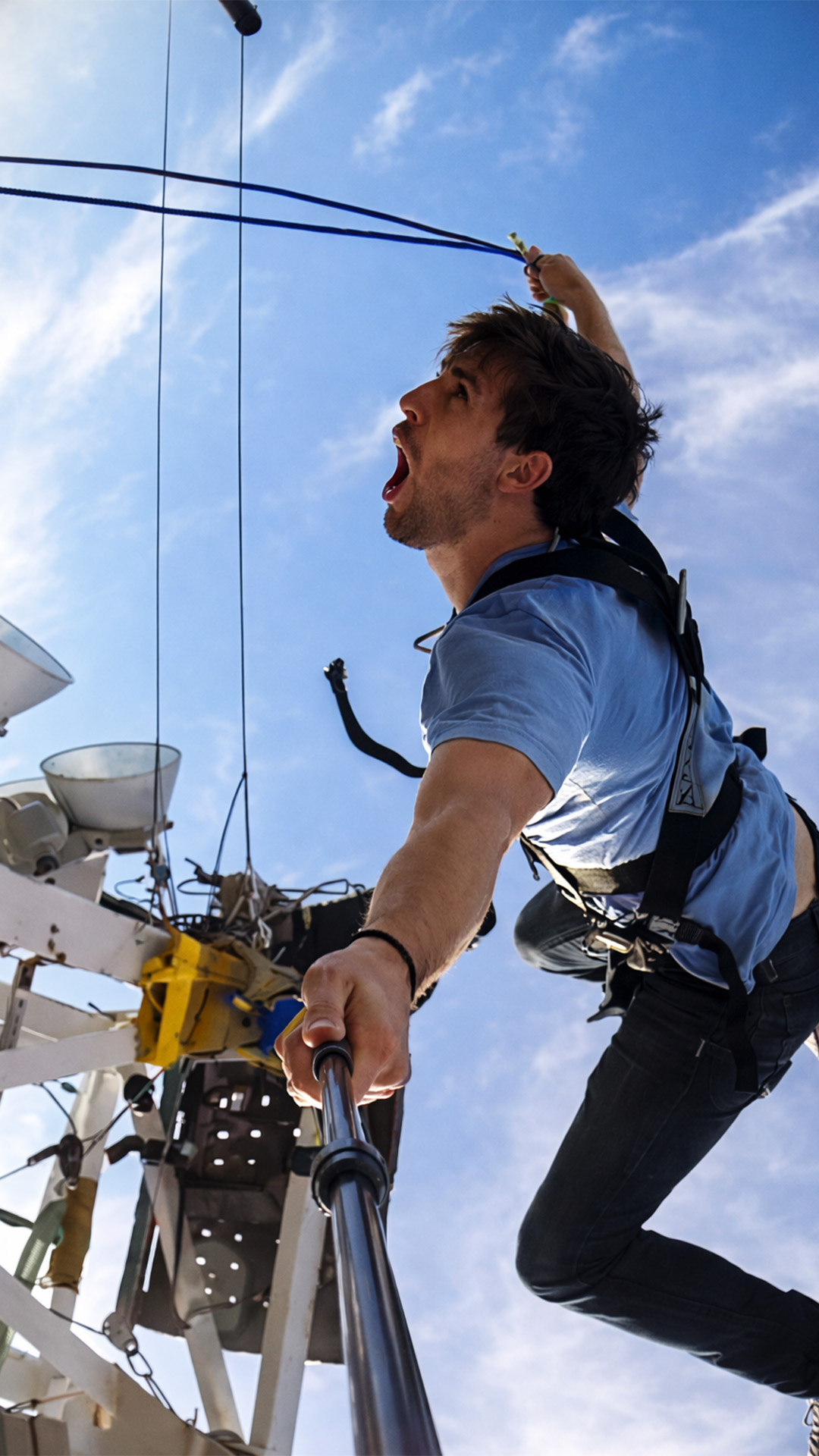 Filming a dramatic stadium jump