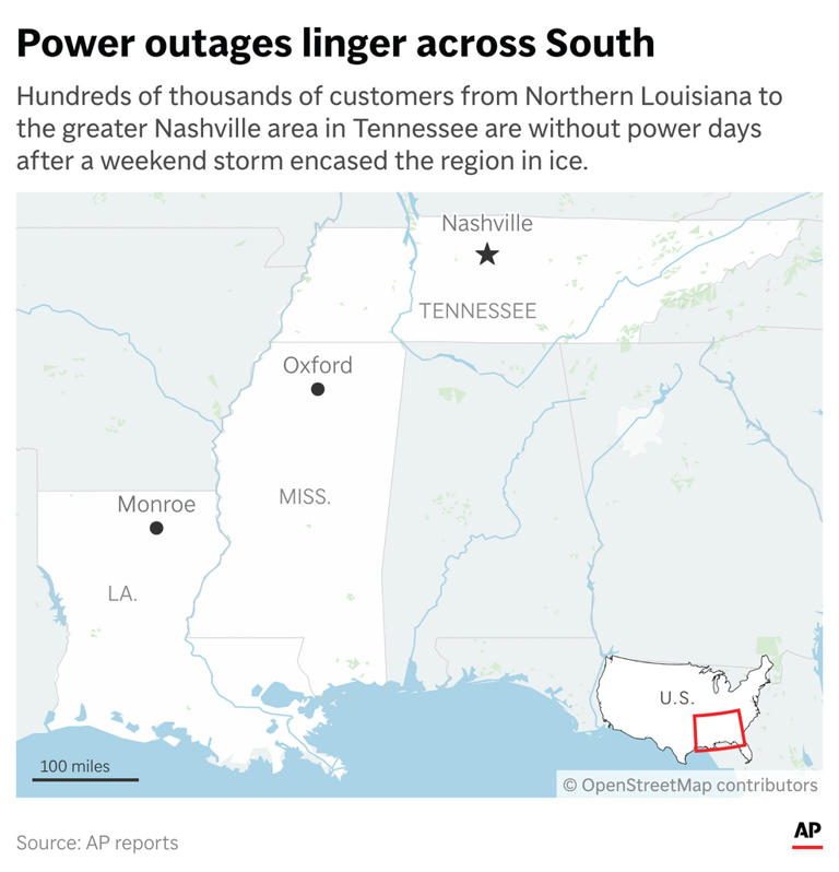 Worries deepen in US South after days of grappling with snow, ice and ...