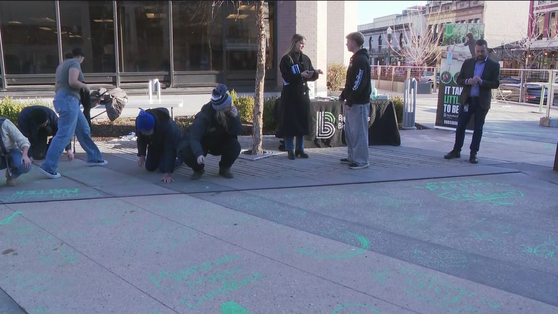 Big Brothers Big Sisters chalk the walk at Boise City Hall for National ...