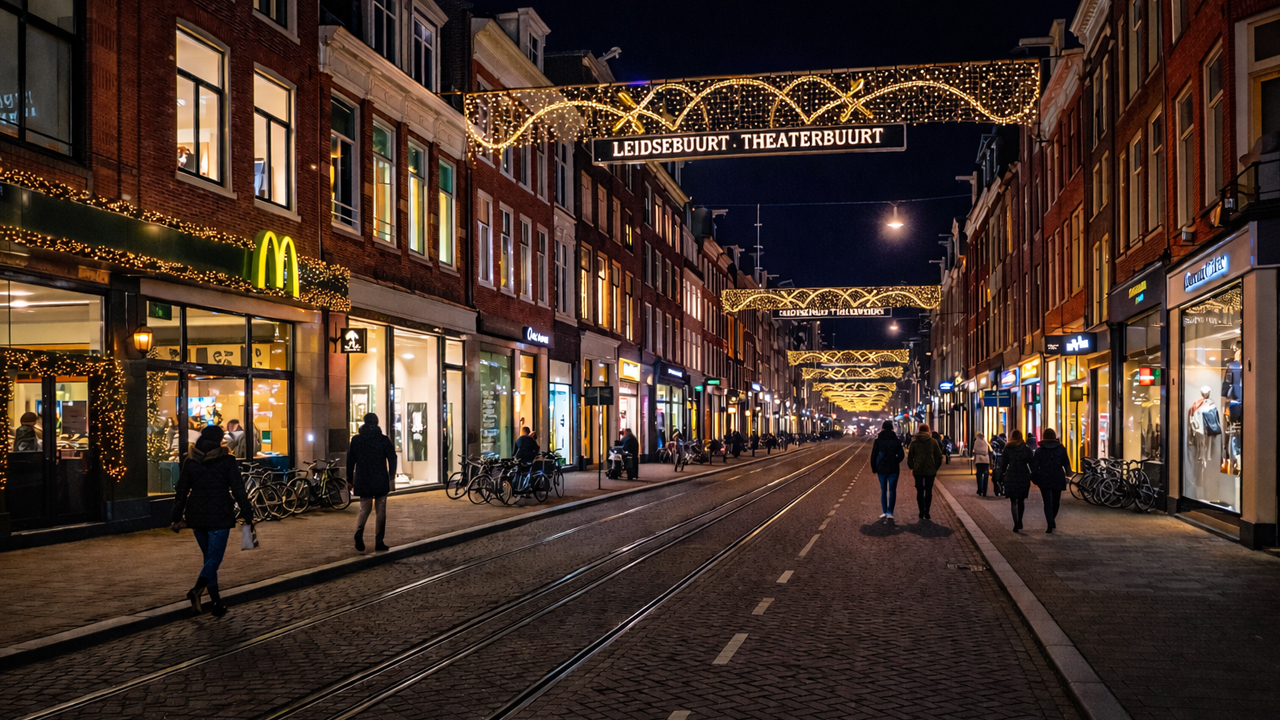 Cahaya sore di kawasan Teater Amsterdam