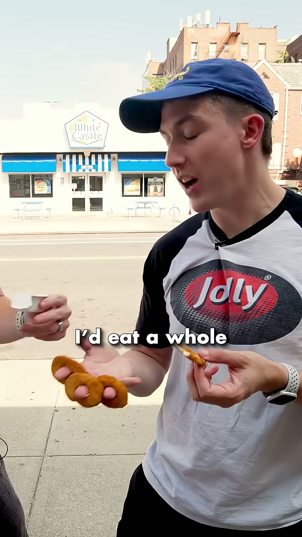 Two Brits try chicken rings from White Castle!