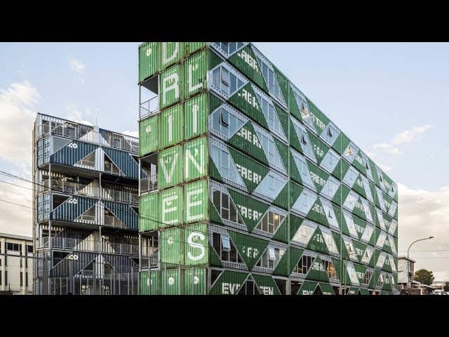 Residential building made of 140 reclaimed shipping containers