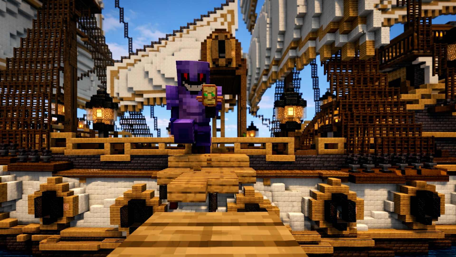 Escaping a pirate ship trap in Minecraft