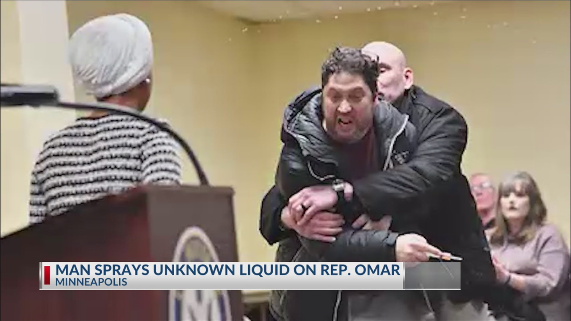 Man sprays unknown liquid on Rep. Omar in Minneapolis