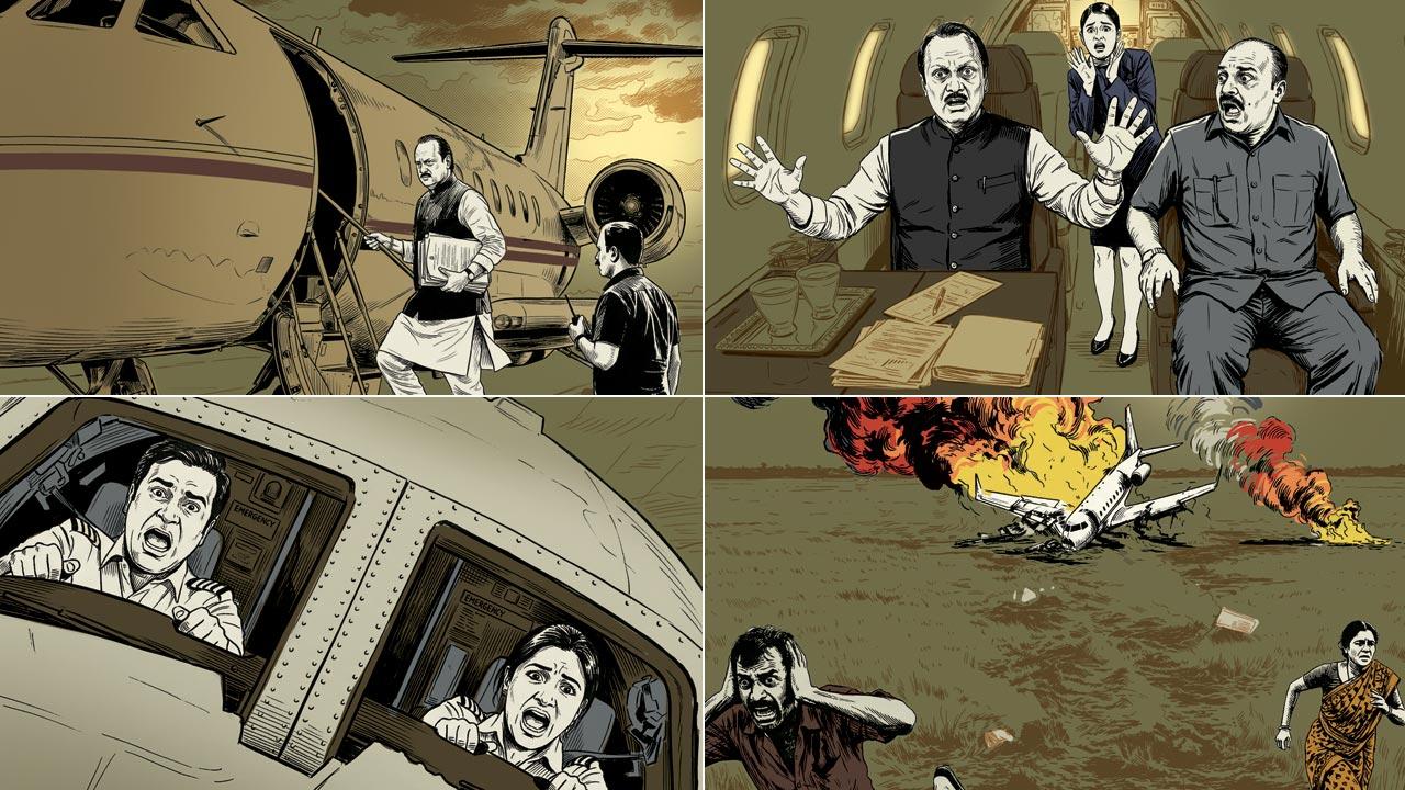 Learjet 45 carrying Ajit Pawar overshoots runway, bursts into flames