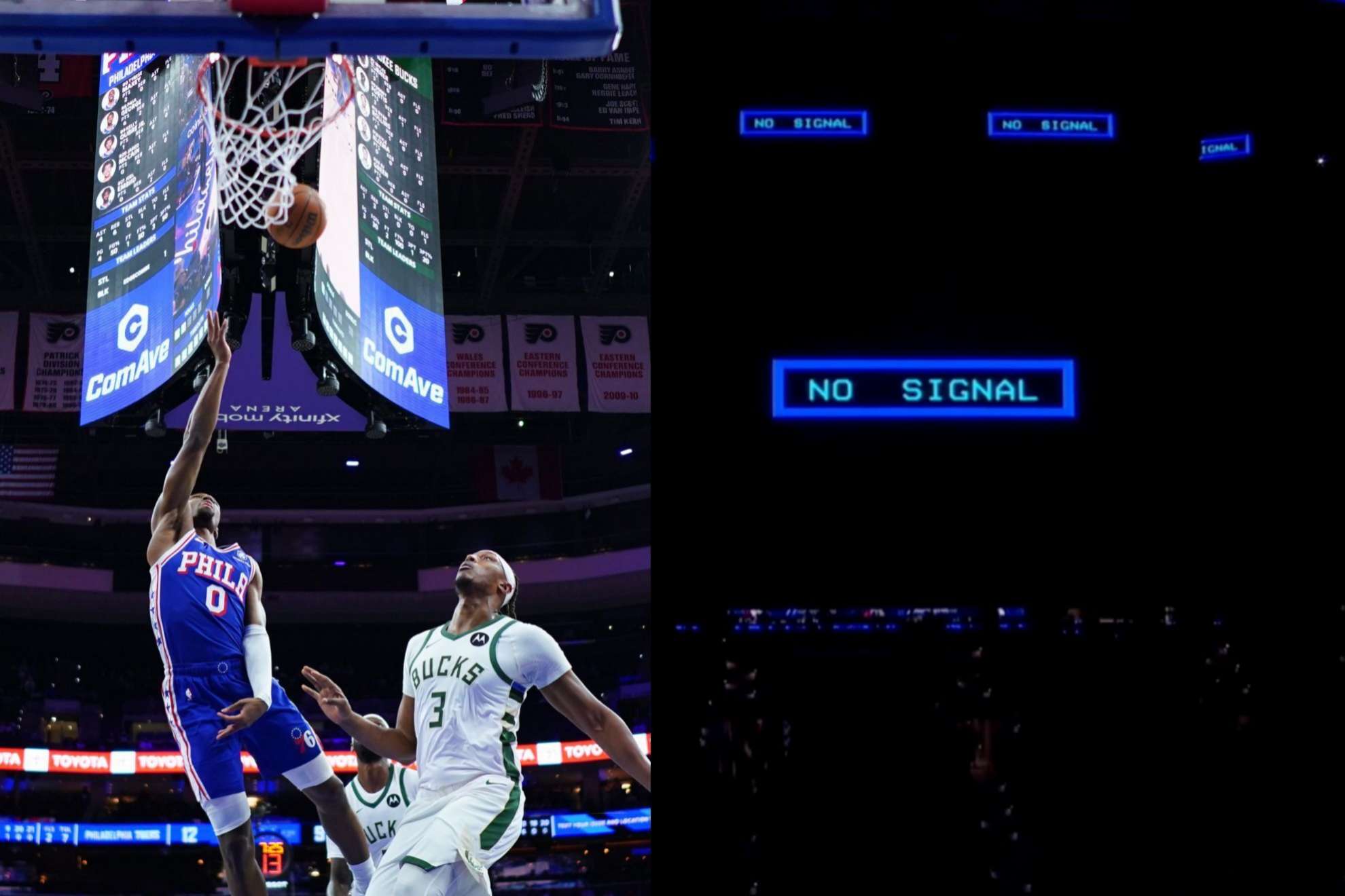 Sixers game disrupted after 'hackers' seize control of arena screen