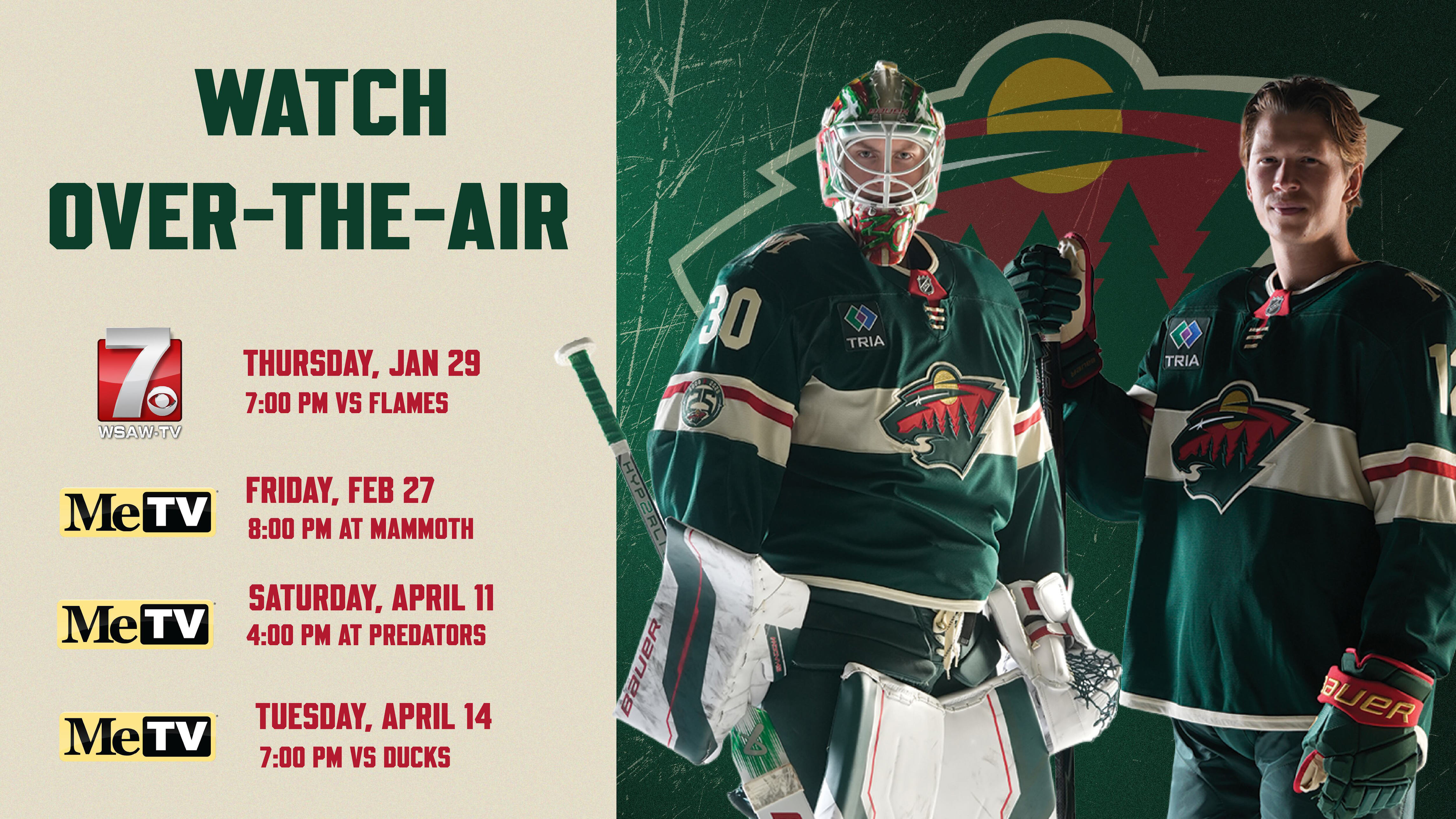 4 Minnesota Wild games to be televised on WSAW and MeTV