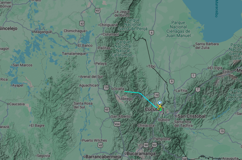 Map shows where plane carrying 15 people disappeared near Venezuela