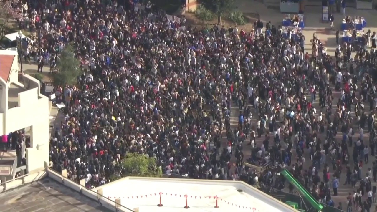 Massive crowd at ICE protest on UCLA campus