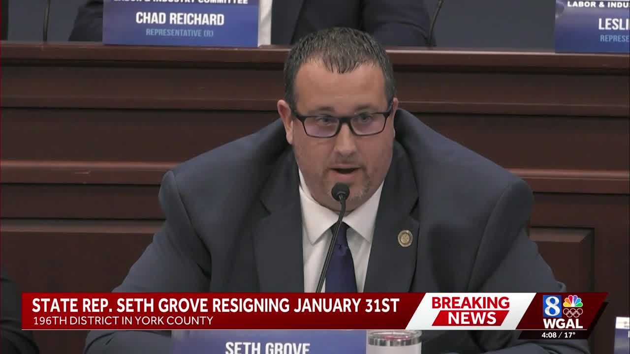 York County state Rep. Seth Grove announced his resignation effective ...