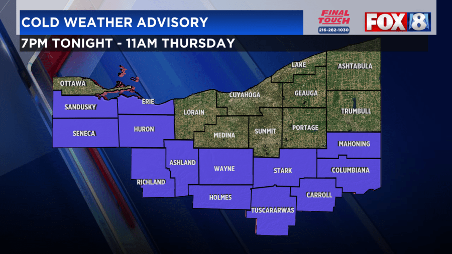 Cold weather advisory issued in NE Ohio