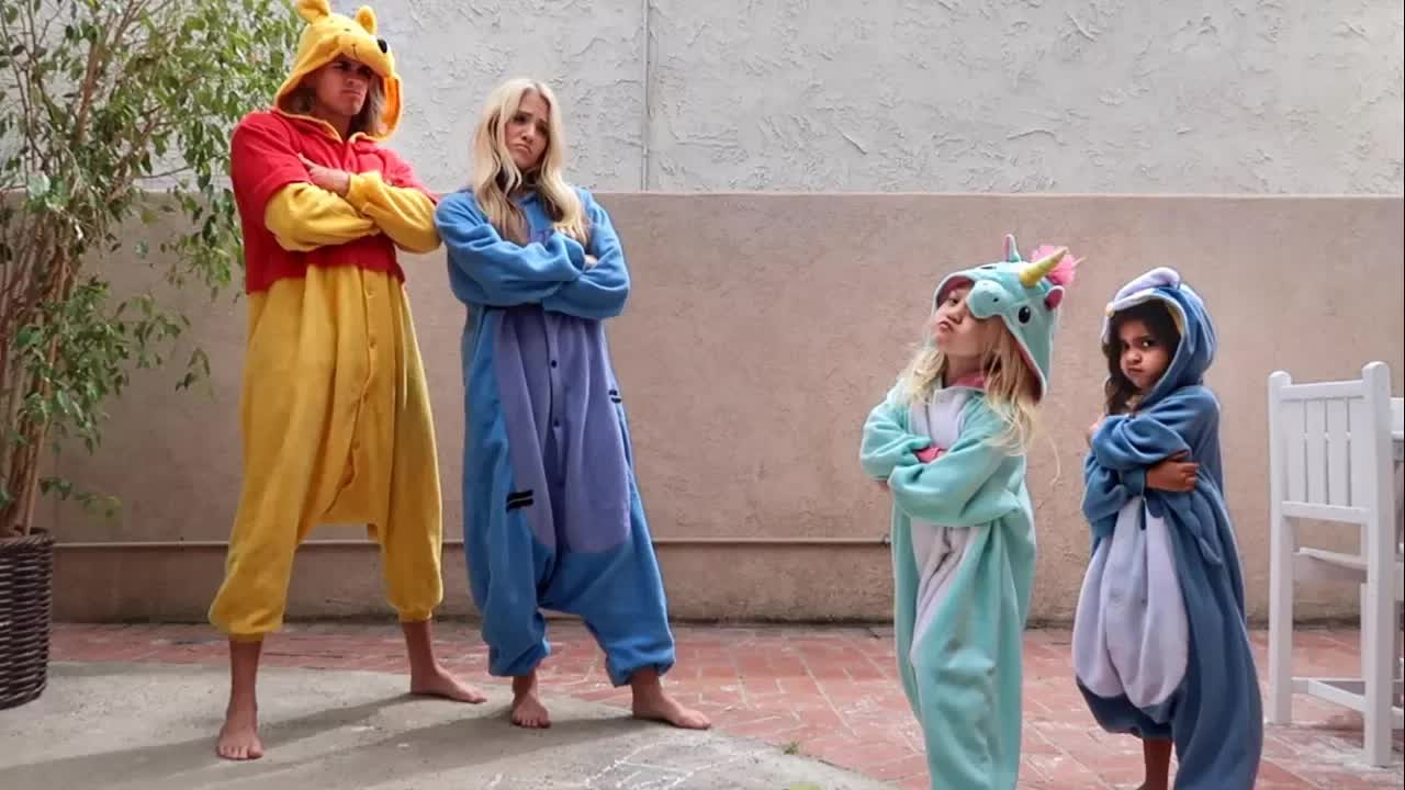 Onesie dance battle with 4-year-olds