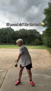 Person falls while throwing ball