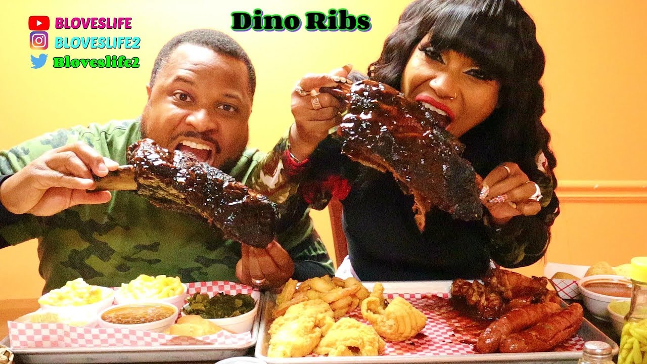 Huge dino ribs at Hattie Marie's BBQ ATL experience