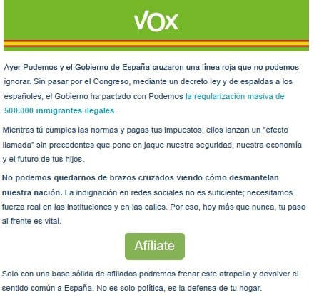 Vox aprovecha el rechazo a la regularización de inmigrantes del ...