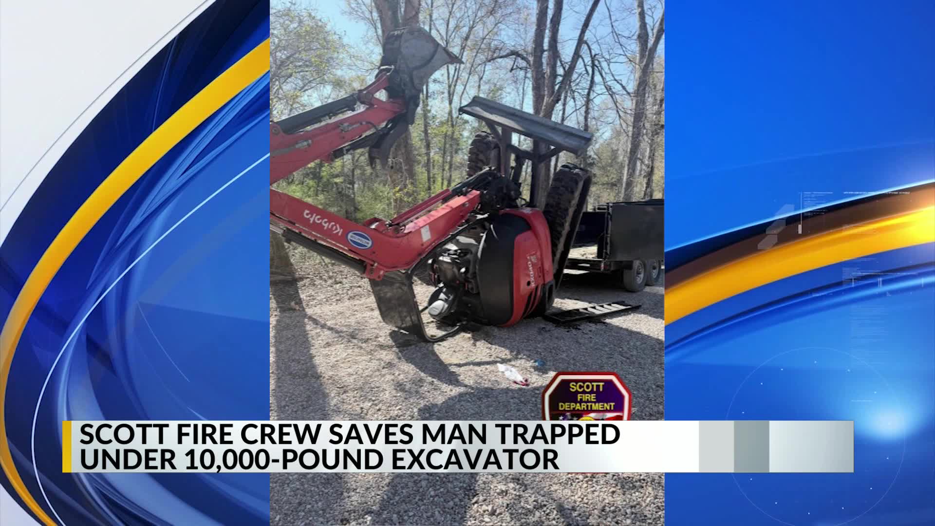 Man rescued from under mini excavator in Scott