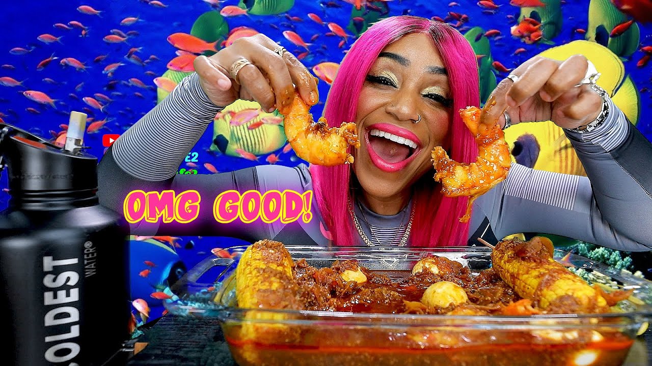 I boil shrimp, eggs, corn with Smackalicious sauce