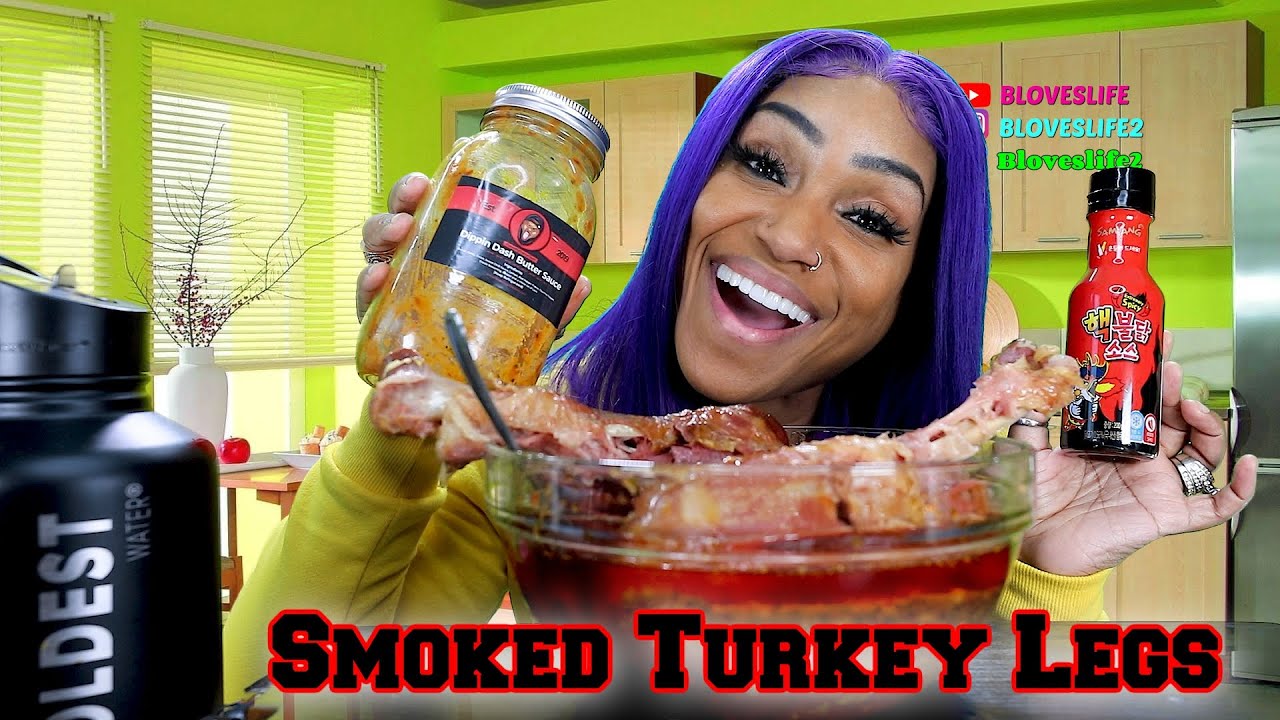 I smoke turkey legs with Dippin’ Dash butter sauce