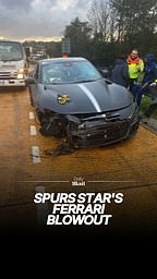 Spurs forward nearly stranded after Ferrari's tyre blows out