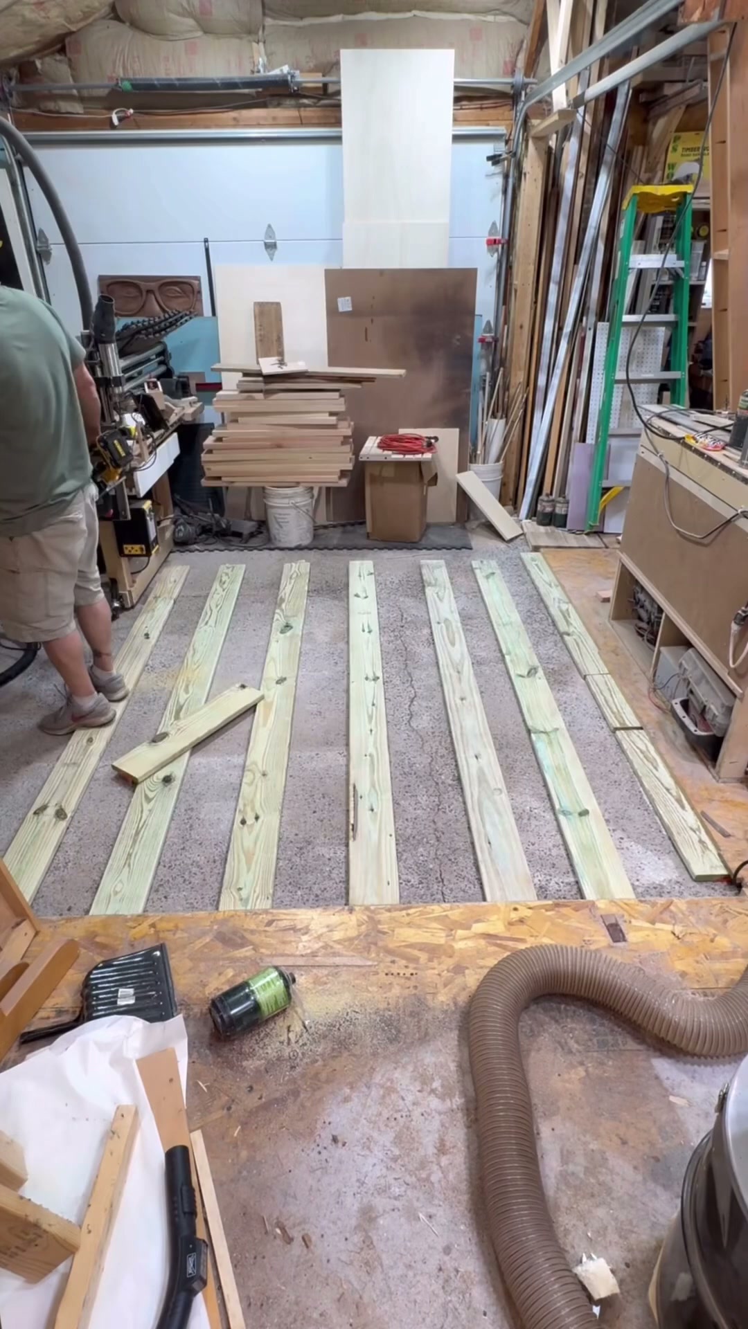 Woodshop floating flooring over concrete #shorts #workshop #woodworking