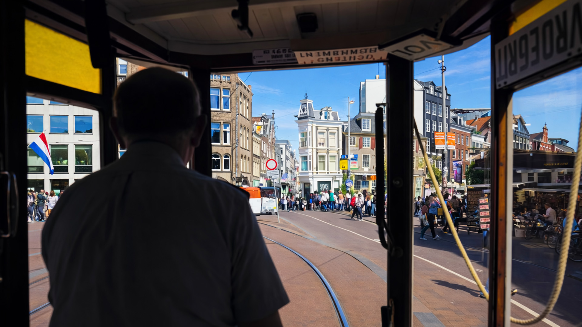 Amsterdam classic tram ride through canal streets (4K)