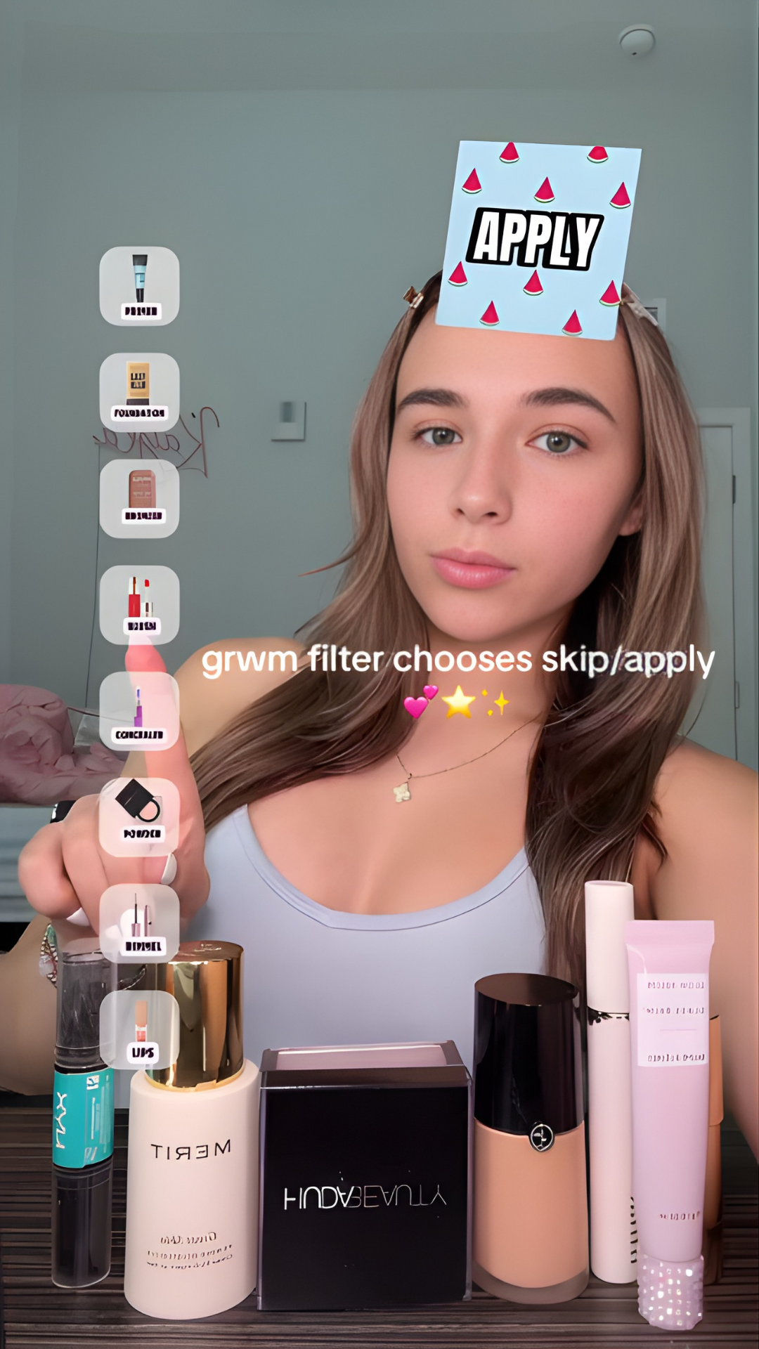 GRWM filter chooses to apply or skip makeup