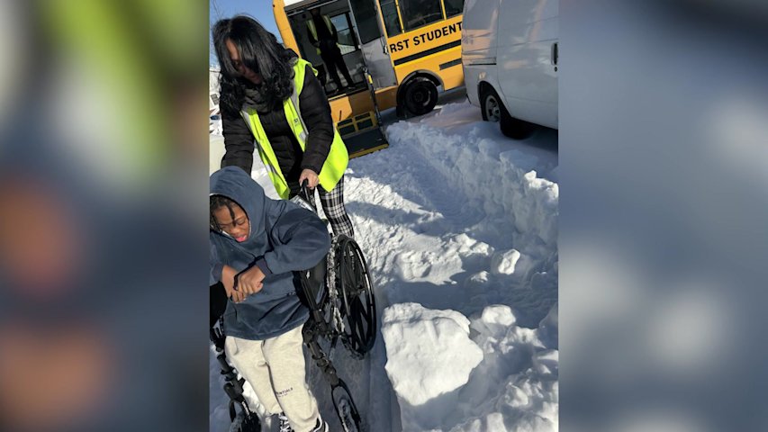 'He was scared.' Wheelchair-bound student stuck after snow blocks ...