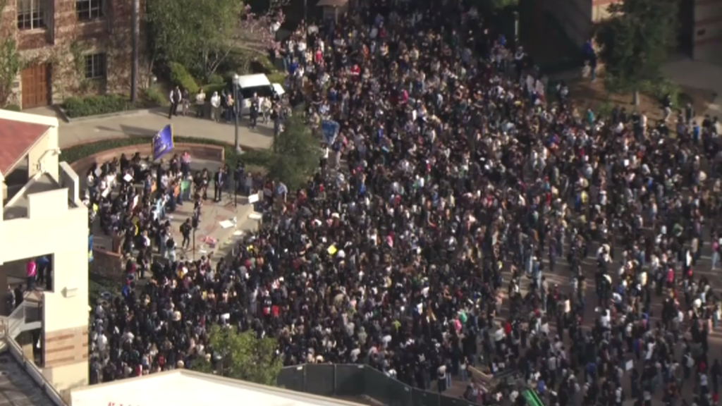 UCLA students walk out in protest of ICE enforcement