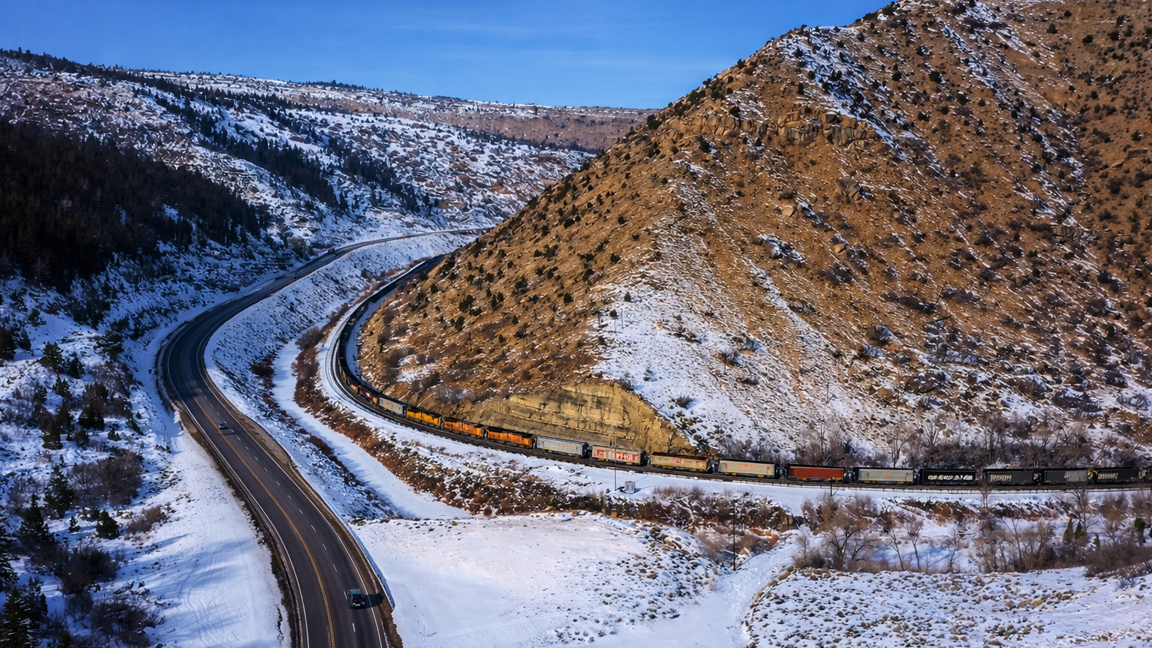 Train across Winter Ridge