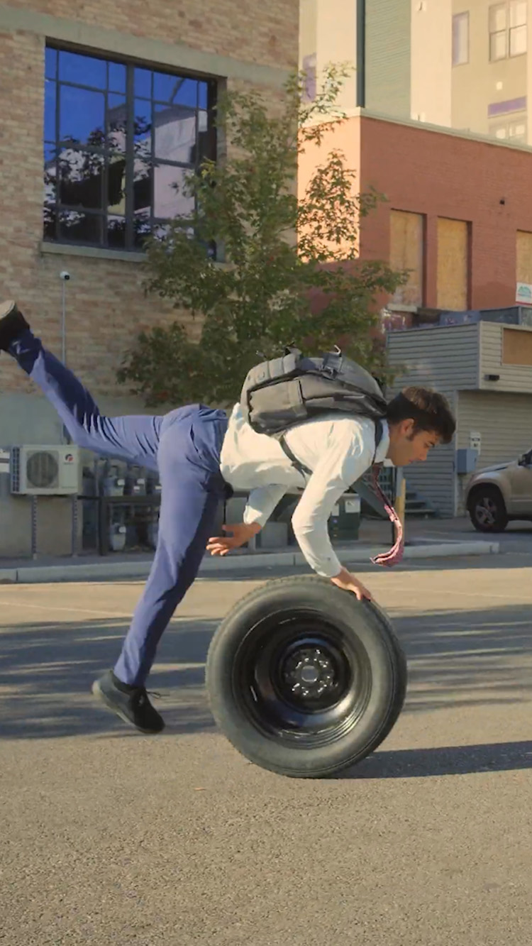 Op weg naar werk met parkour