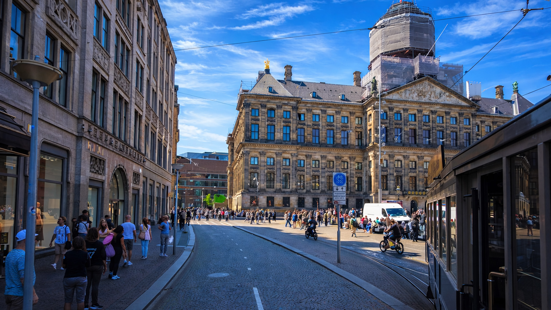 Amsterdam historic tram ride through city streets (4K)