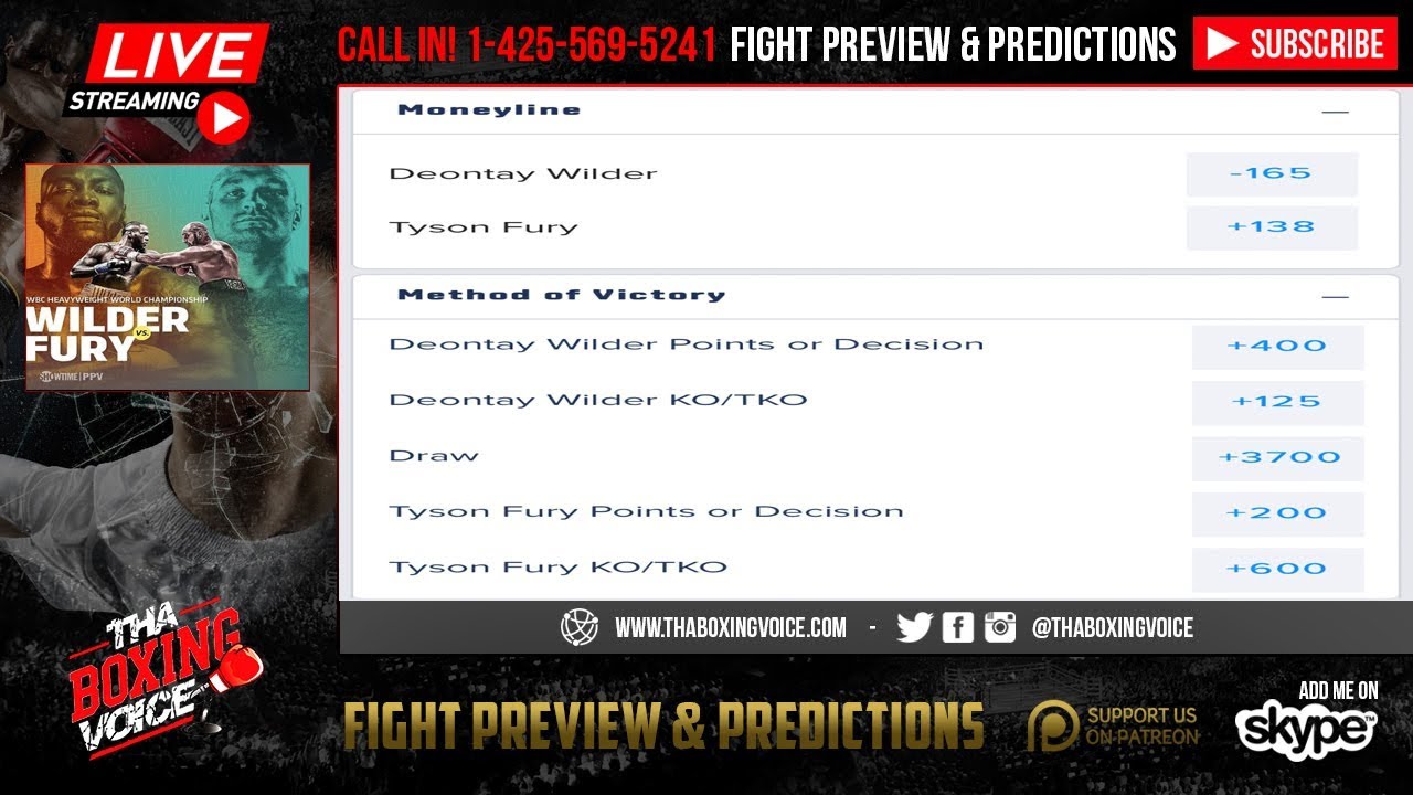 🔴My boxing bets: 💰Betting line Wilder -165 vs Fury +138 🤑