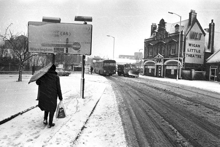 Wintry scenes and lots of schoolchildren figure in this Wigan picture ...