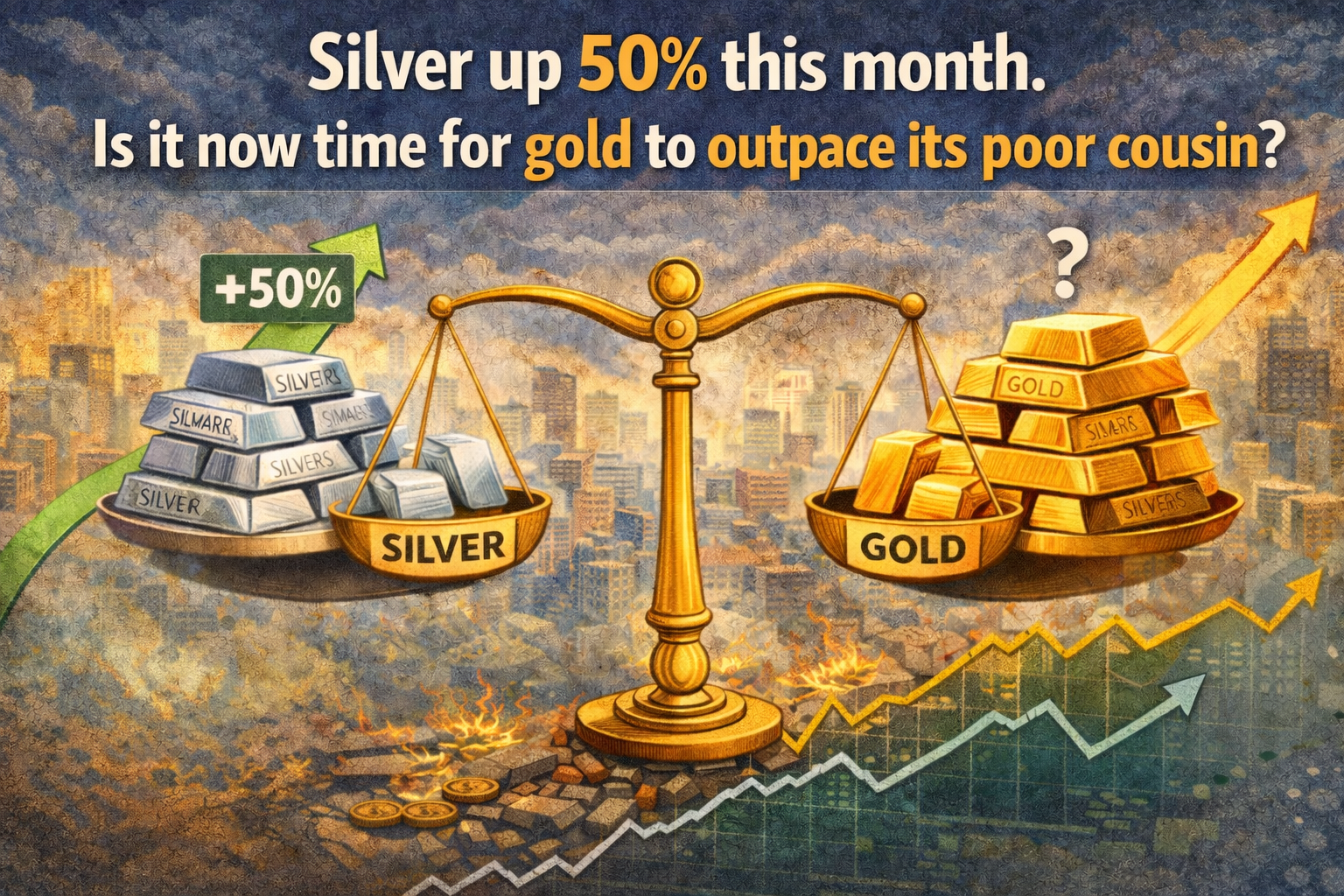 Silver up 50% this month. Is it now time for gold to outpace its poor ...