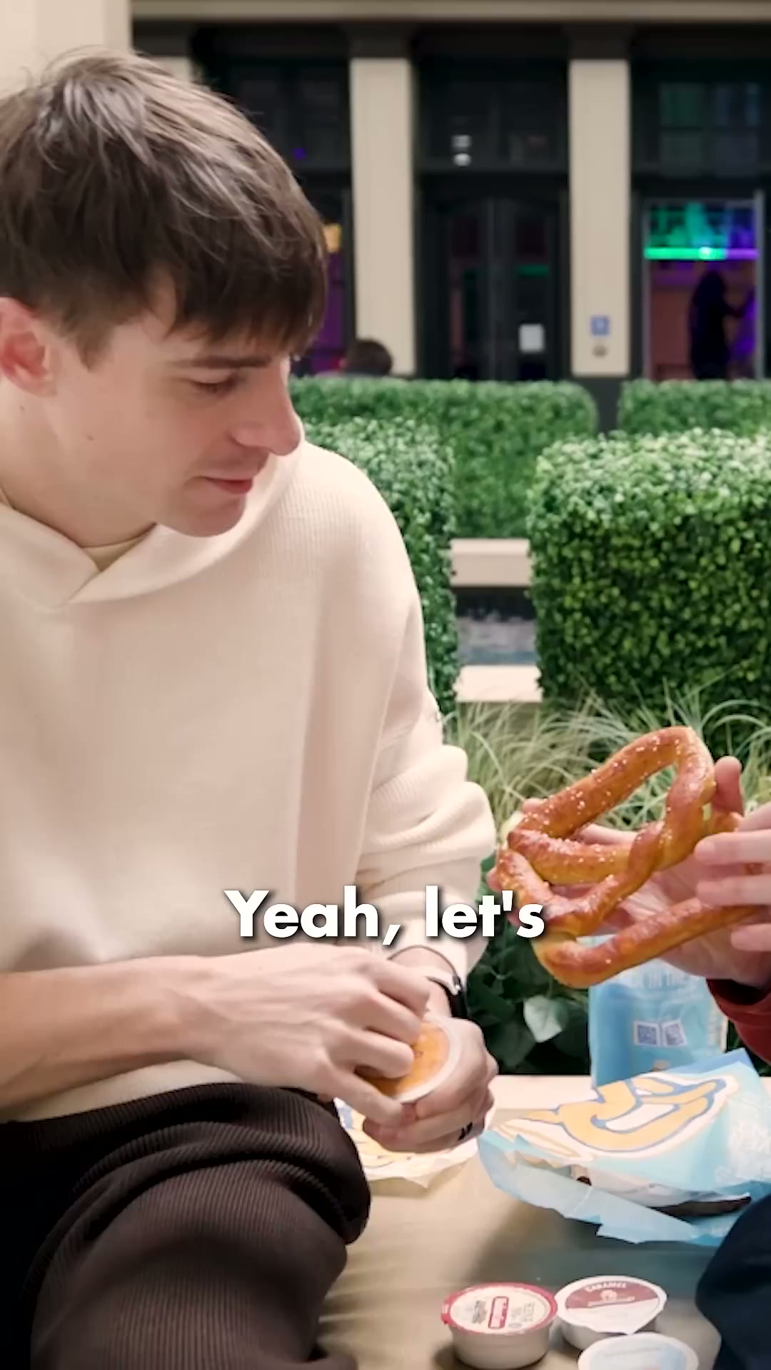 British guys try Auntie Anne's pretzels for the first time | Cheesy ...