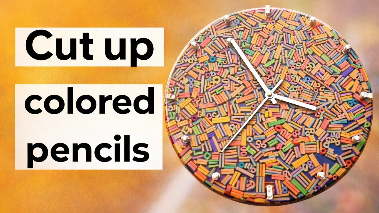 This amazing clock made from colored pencils and epoxy