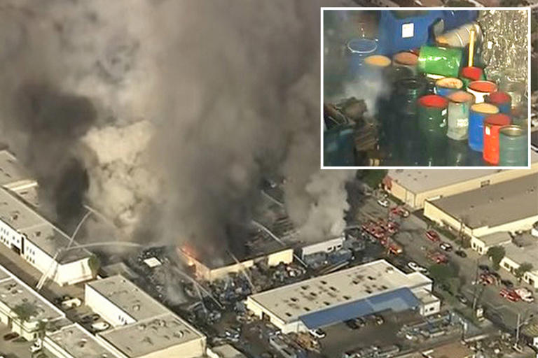 Massive inferno, explosions rip through SoCal metal yard — forcing ...