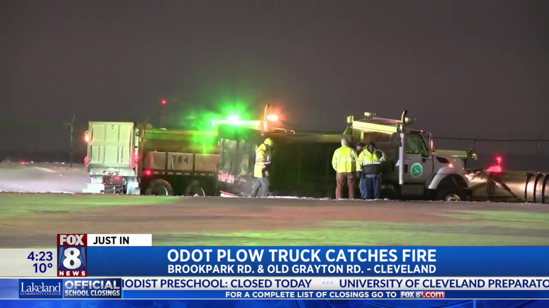 ODOT plow truck catches on fire