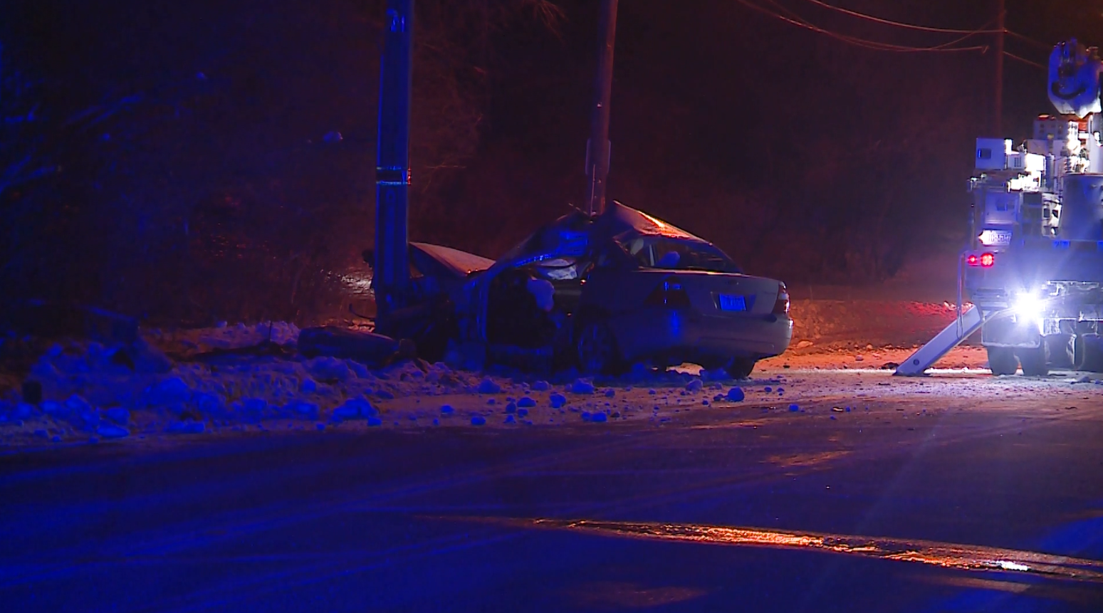 Police: 2 hospitalized after car slams into utility pole in serious ...
