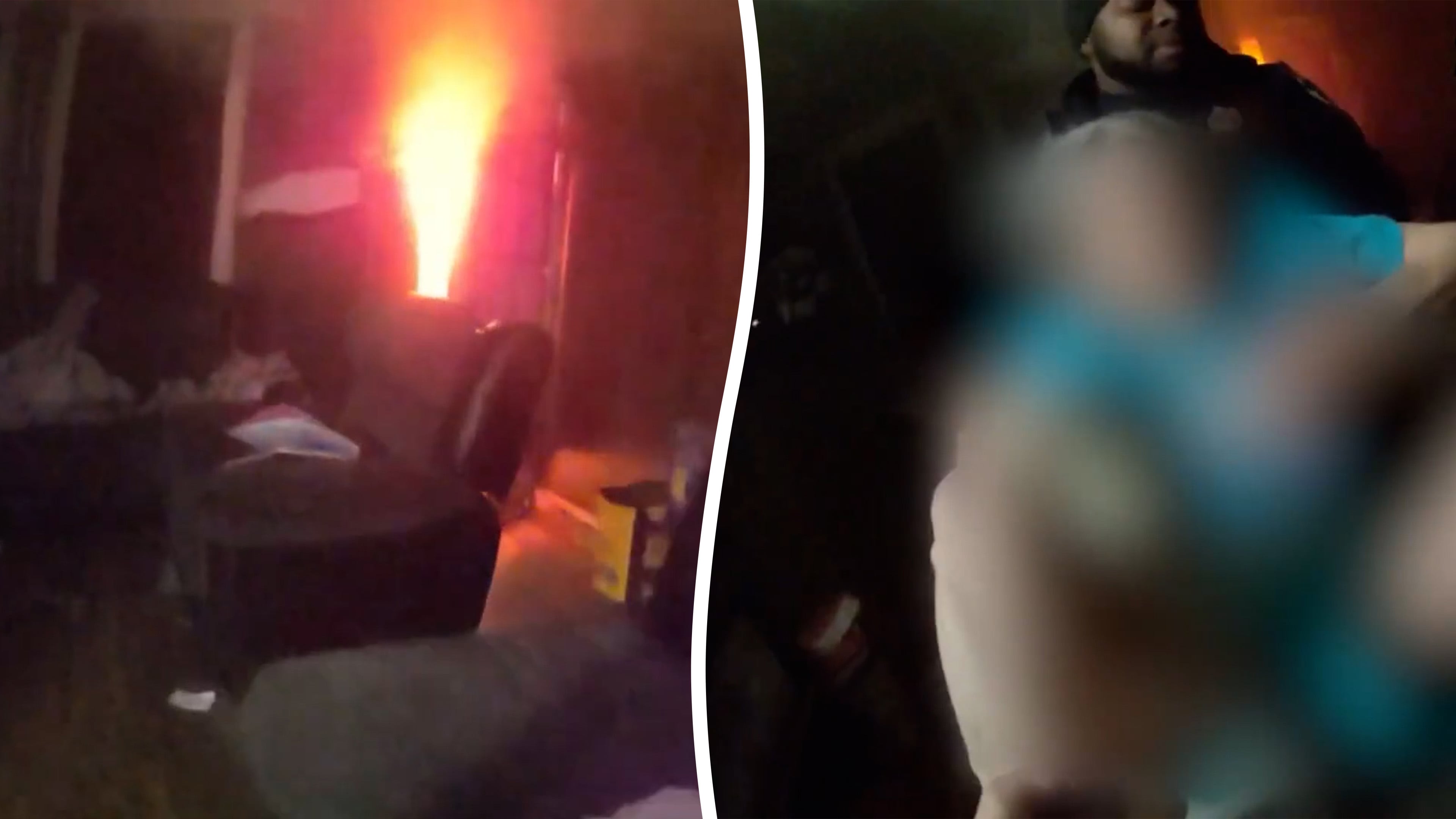 Dramatic rescue as heroic officers rush into burning home to save residents