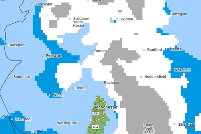 Exact time Met Office maps forecast snow in Lancashire within hours