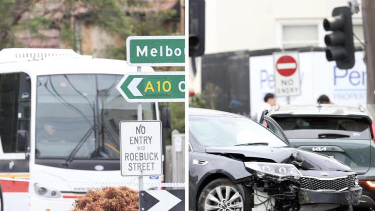 Gunfire erupts after car hits school bus