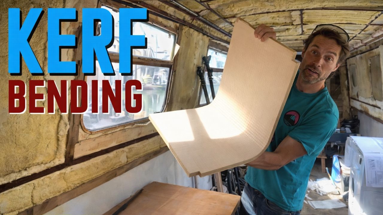 Kerf bending narrowboat galley