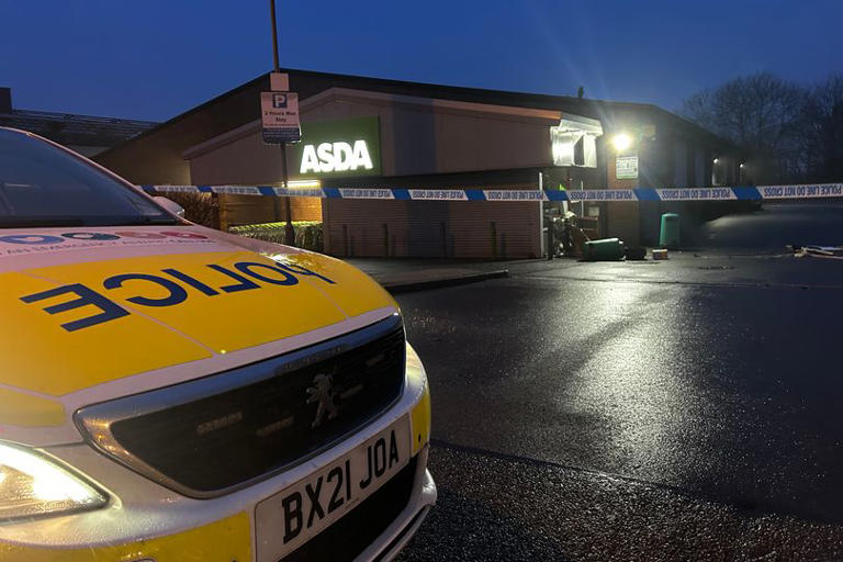 Police tape off North Staffordshire Asda after ram-raid