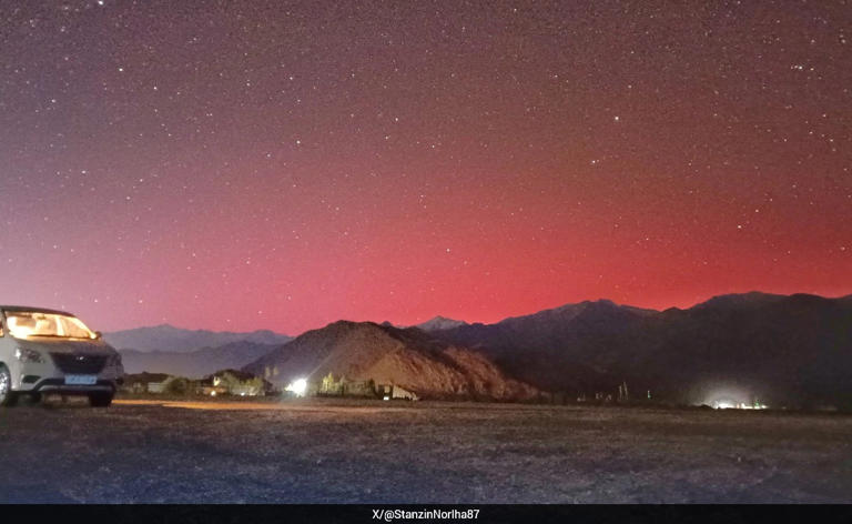 Rare blood-red aurora lights up Ladakh sky after powerful solar storm ...