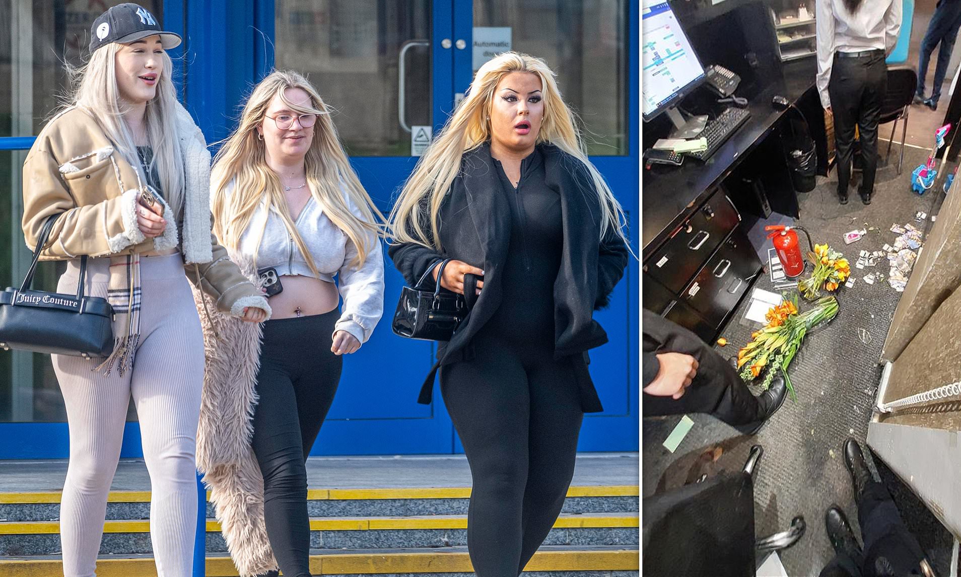 Shocking moment drunken women wreak hotel havoc as they spit at staff ...